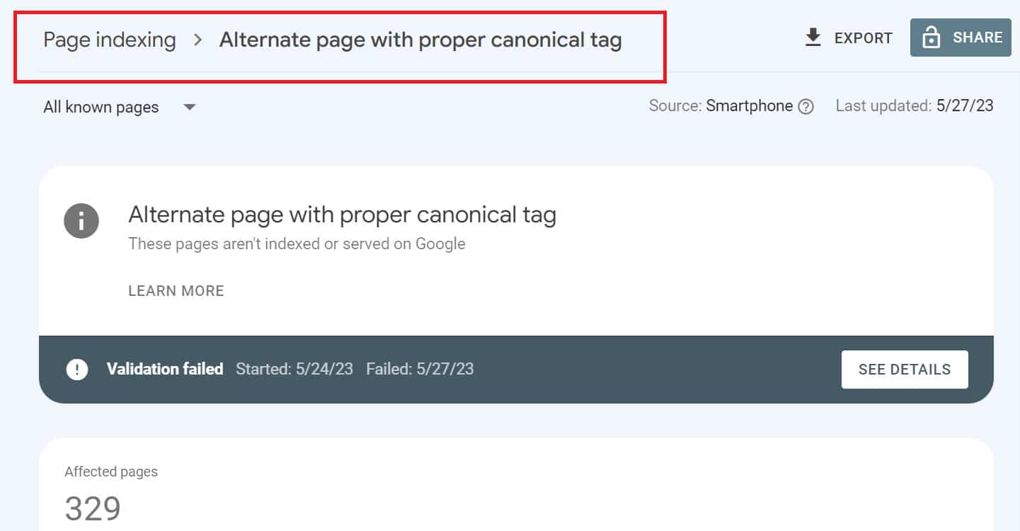 Fixing "alternative page with proper canonical tag" - SEO North